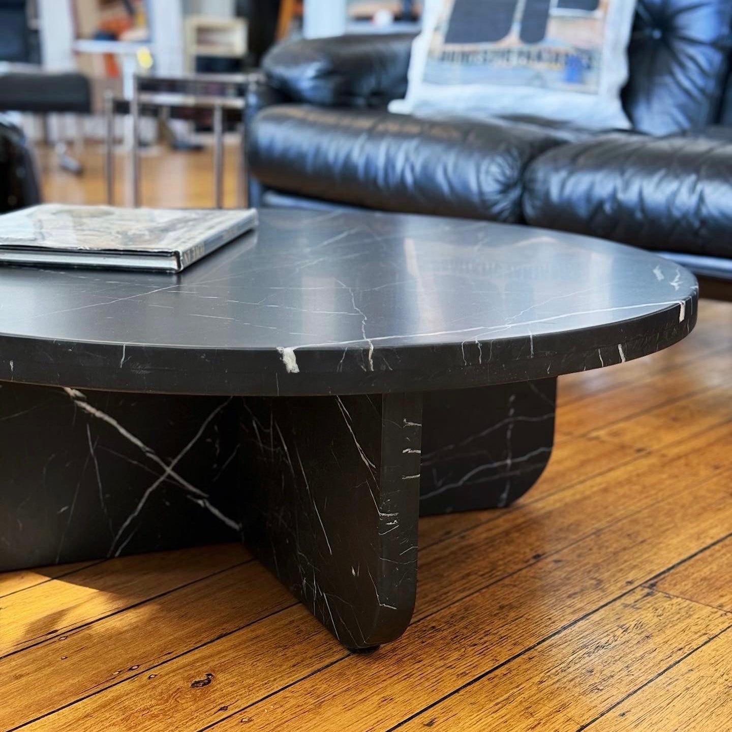 VINTAGE Lowline Italian Dark Marble Coffee Table Domestic Fantasies