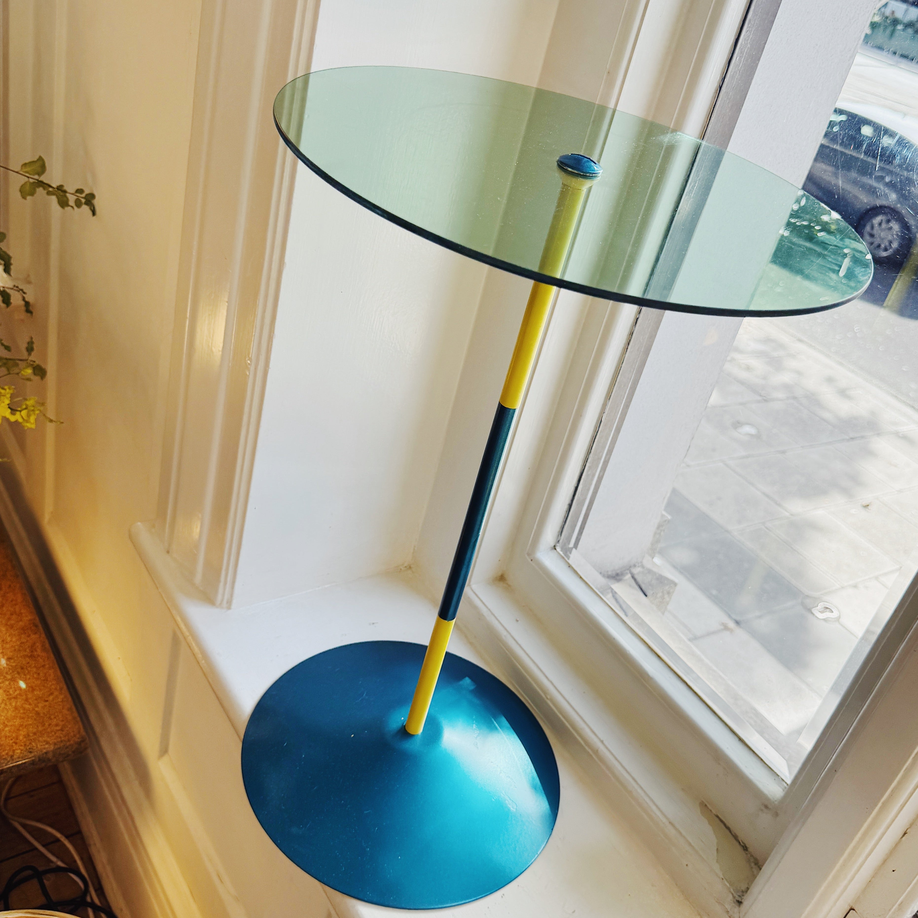 VINTAGE / Side Table w/Blue glass top – Domestic Fantasies