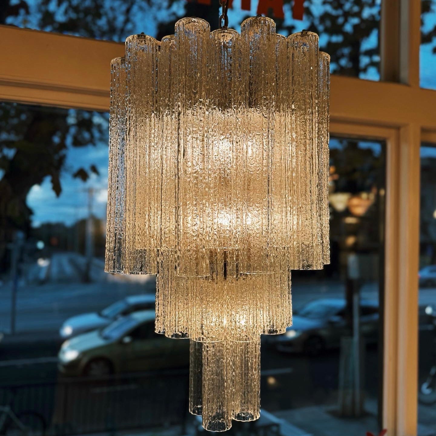 TRONCHI / Toni Zuccheri for Venini Three Tier Glass Chandelier ...